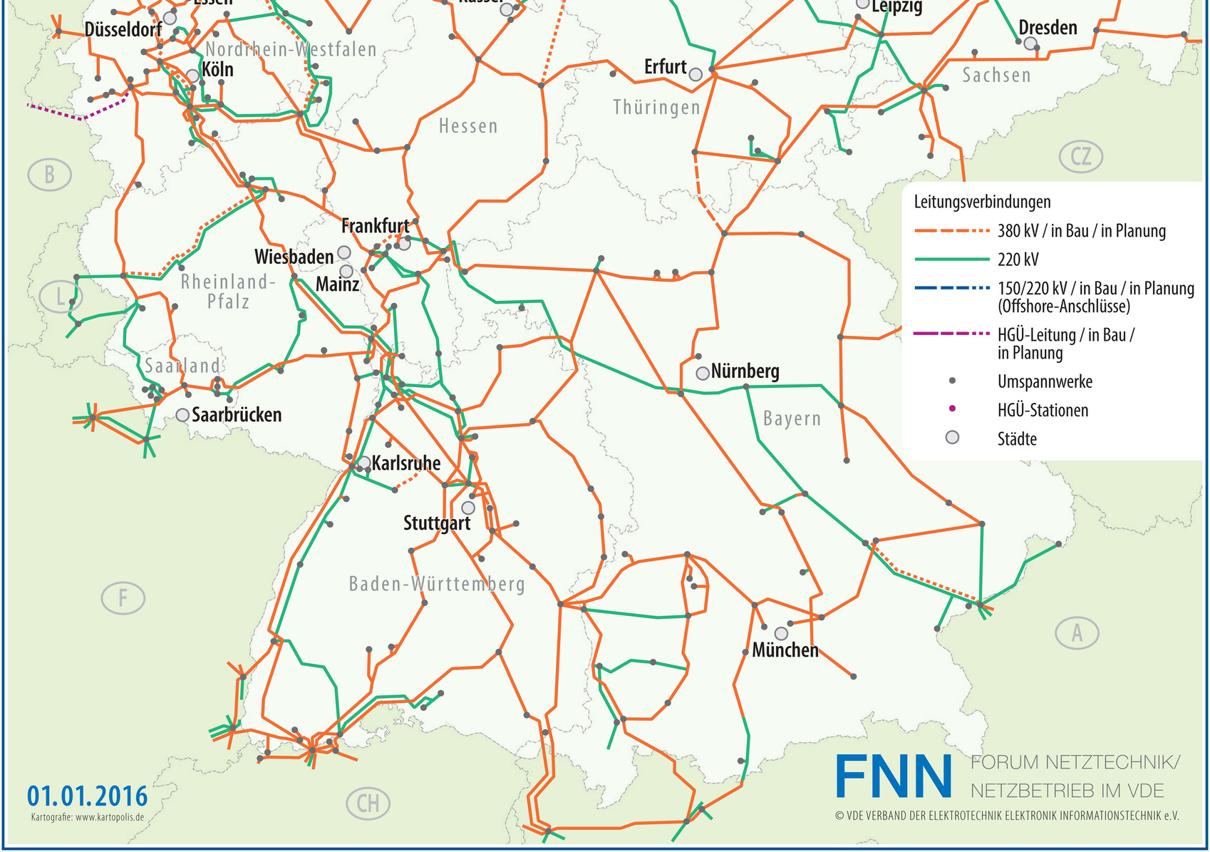 Aktuelle Karte des Höchstspannungsnetzes :: BWagrar - - BWagrar