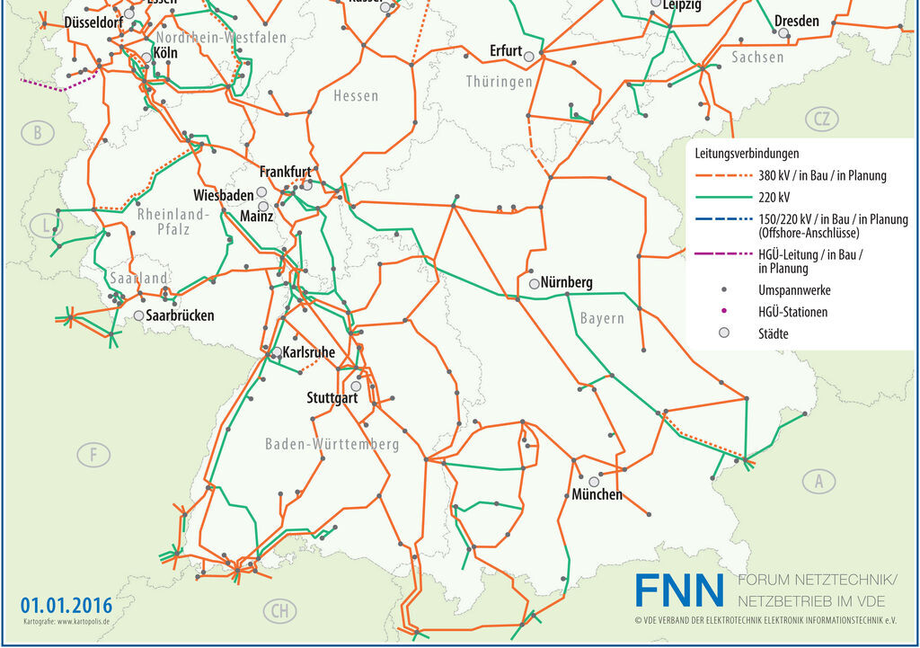 Aktuelle Karte des Höchstspannungsnetzes :: BW agrar online ...